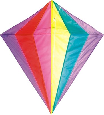 Rainbow Color Diamond Stunt Kite With Fiberglass Frame Common Size